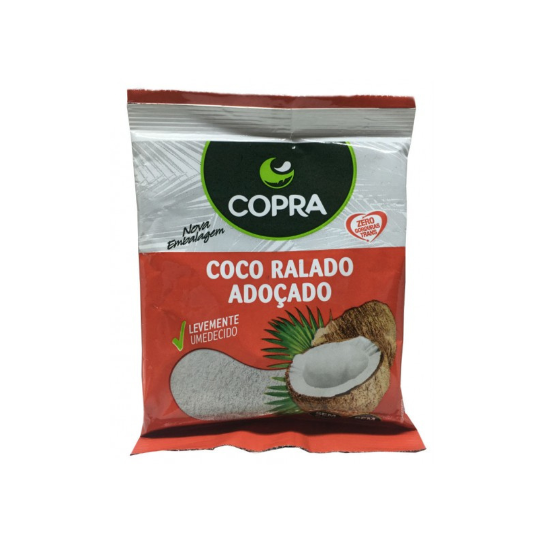 Coco ralado úmido e adoçado Copra 50g - Glúten Pra Quê ? | Produtos sem ...