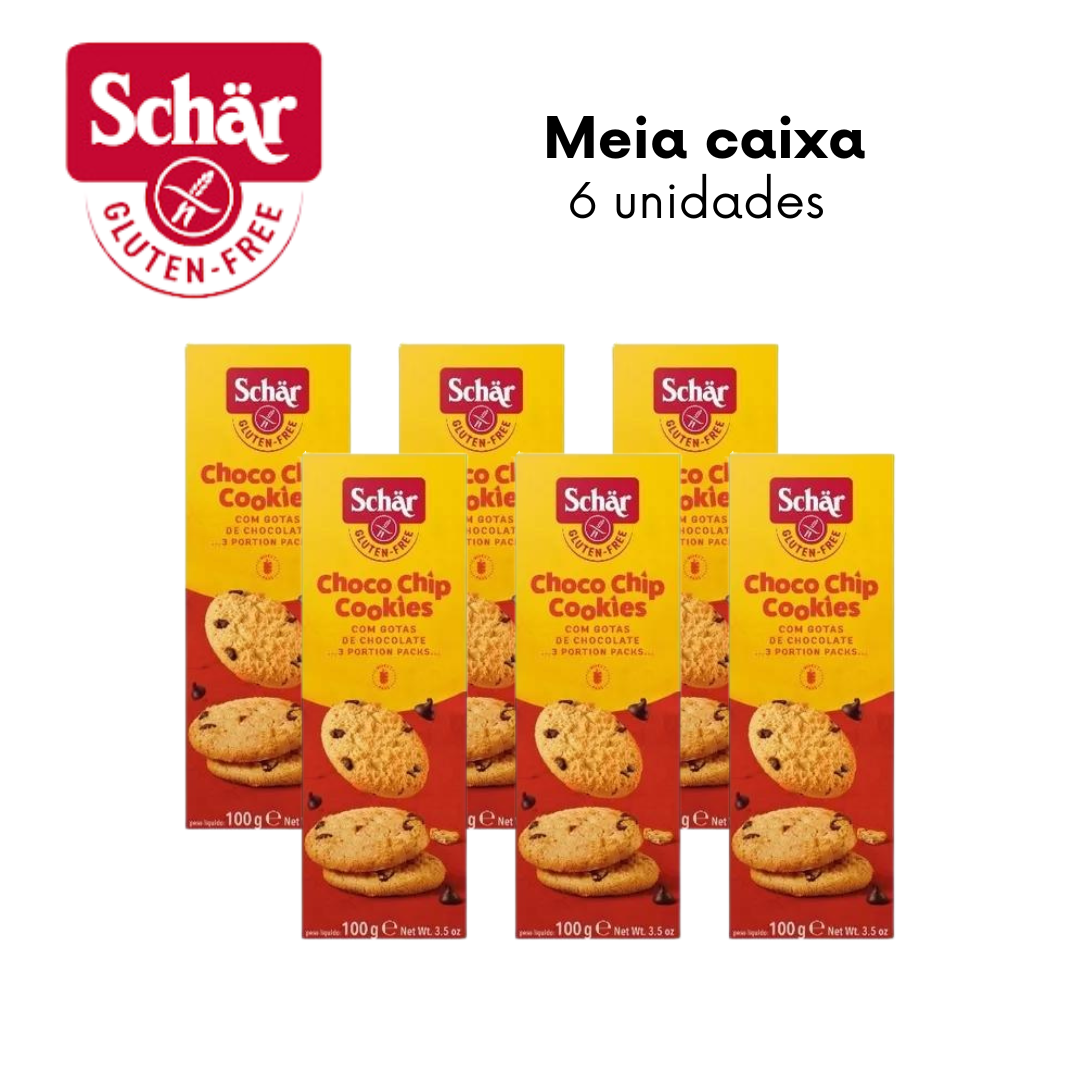 KIT Cookie choco chip Dr. Schar 100g - Caixa com 6 unidades - Glúten ...