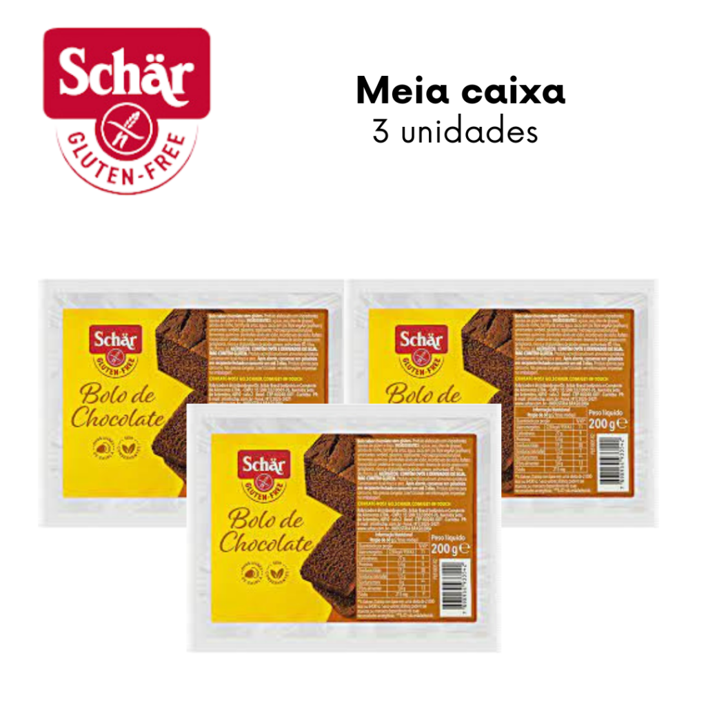 KIT Bolo de chocolate Dr. Schar 200g - Caixa com 3 unidades - Glúten ...