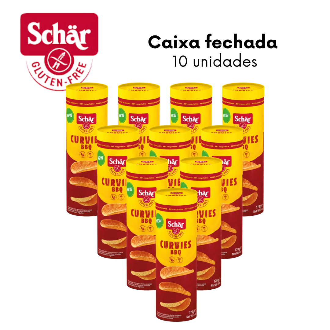 KIT Snack de batata sabor barbecue Curvies Schar 170g - Caixa com 10 ...