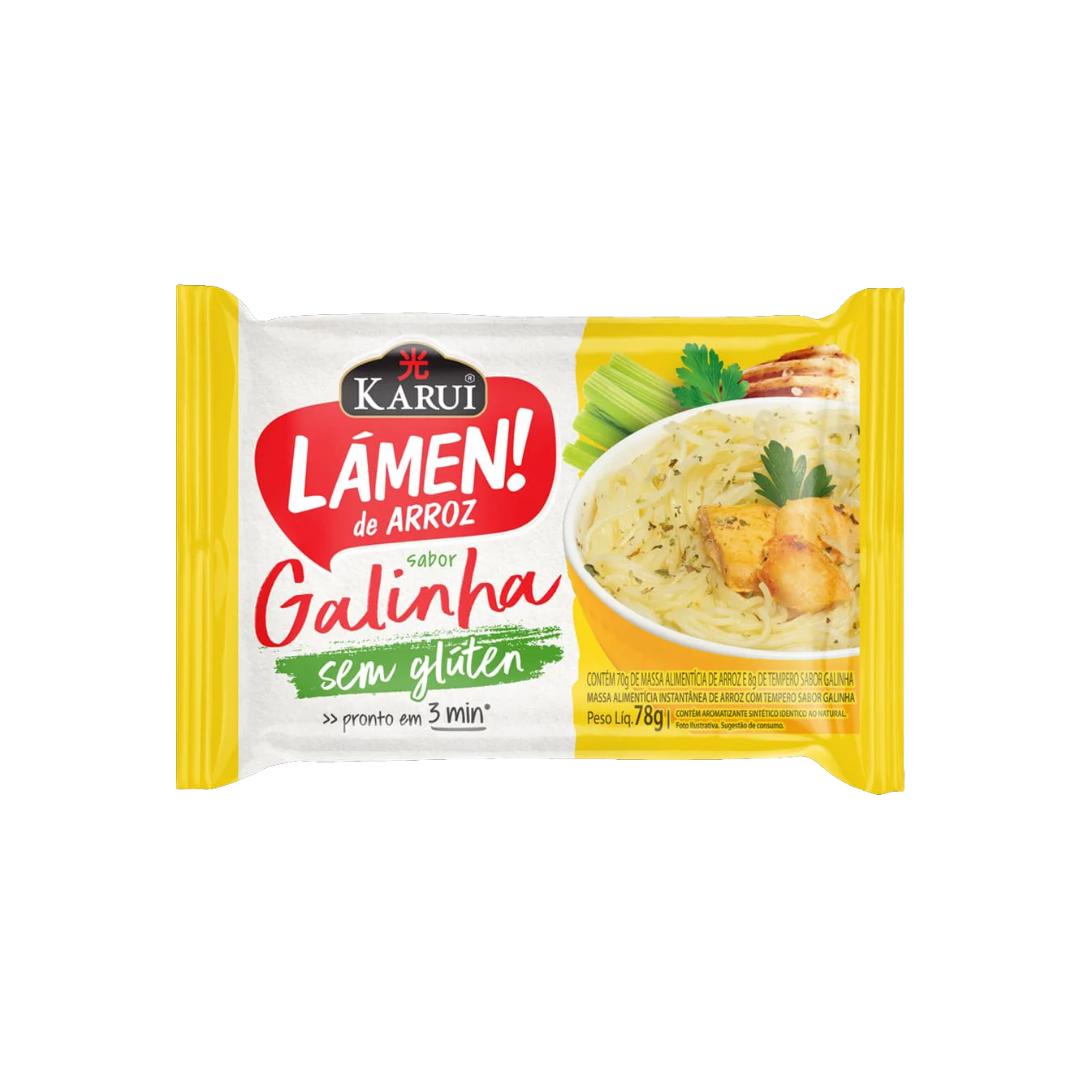 Lámen de arroz sabor galinha Karui 78g - Glúten Pra Quê | Produtos sem Glúten