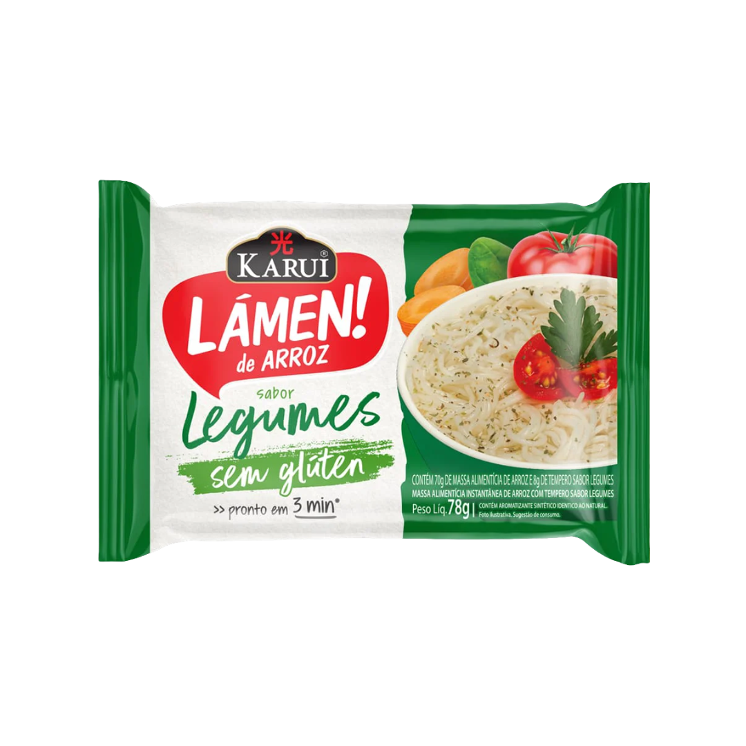 Lámen de arroz sabor legumes Karui 78g - Glúten Pra Quê | Produtos sem Glúten