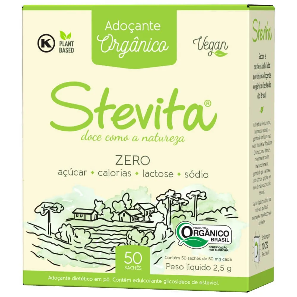 Adoçante orgânico stevita Plant Based 2,5g - Glúten Pra Quê | Produtos ...