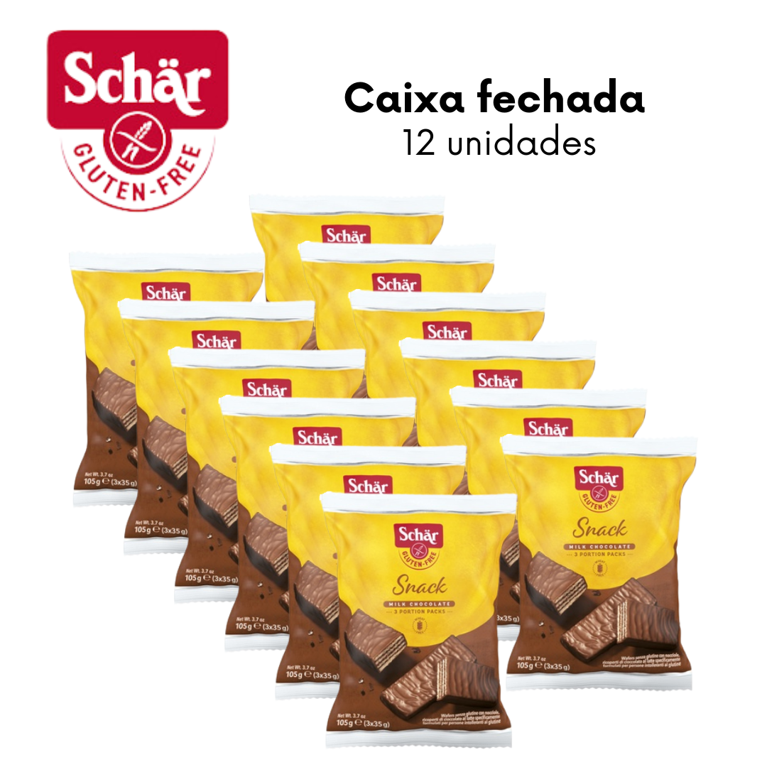 KIT Wafer coberto com chocolate snack Dr. Schar 105g - Caixa com 12 ...