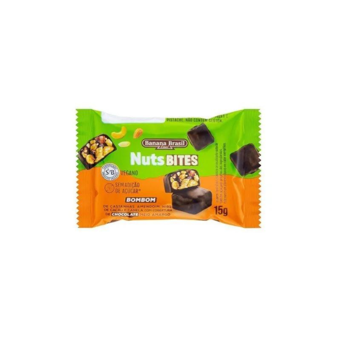 Mini nuts chocolate meio amargo Banana Brasil 15g - Glúten Pra Quê | Produtos sem Glúten